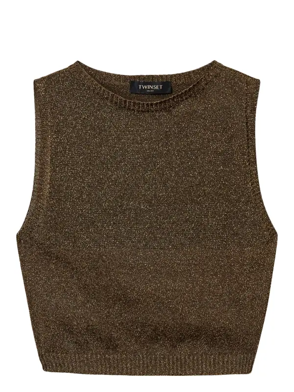 TWINSET Lurex Knit Top - Brown