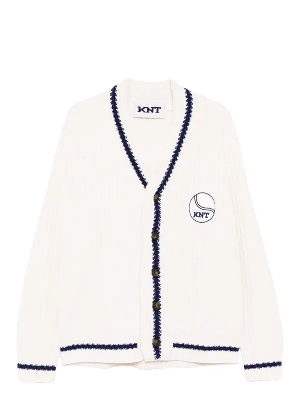 Kiton Logo Patched Wool Cardigan - Neutrals