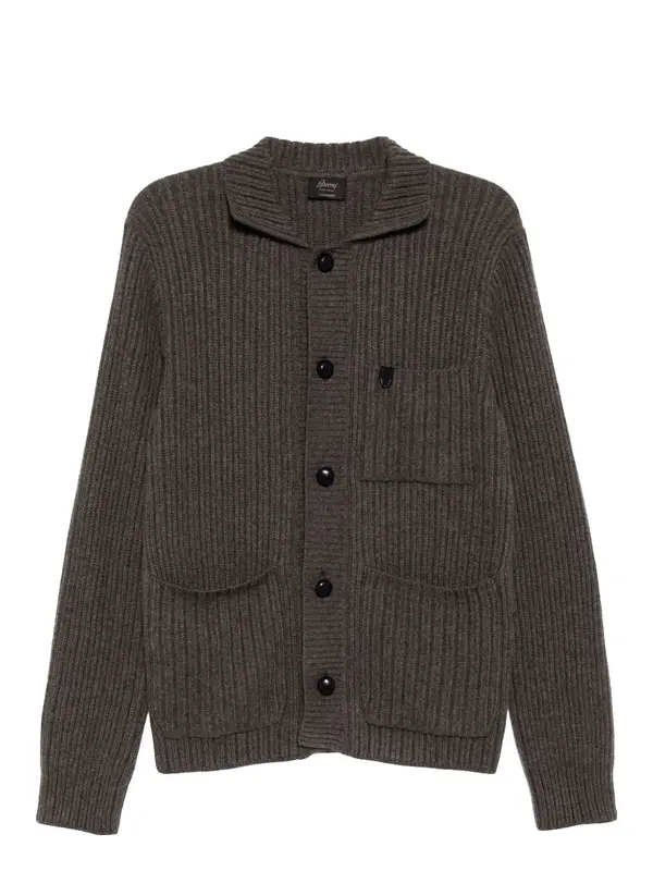 Brioni Long Sleeve Cardigan - Grey