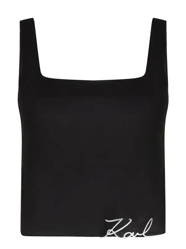Karl Lagerfeld K/signature Cropped Top - Black