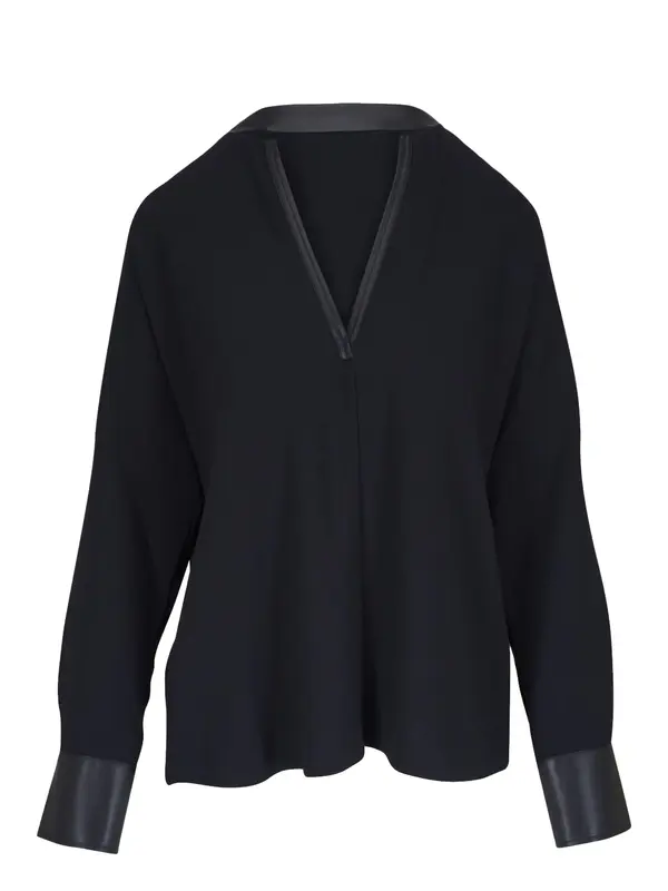 Vince Satin-trim Blouse - Black