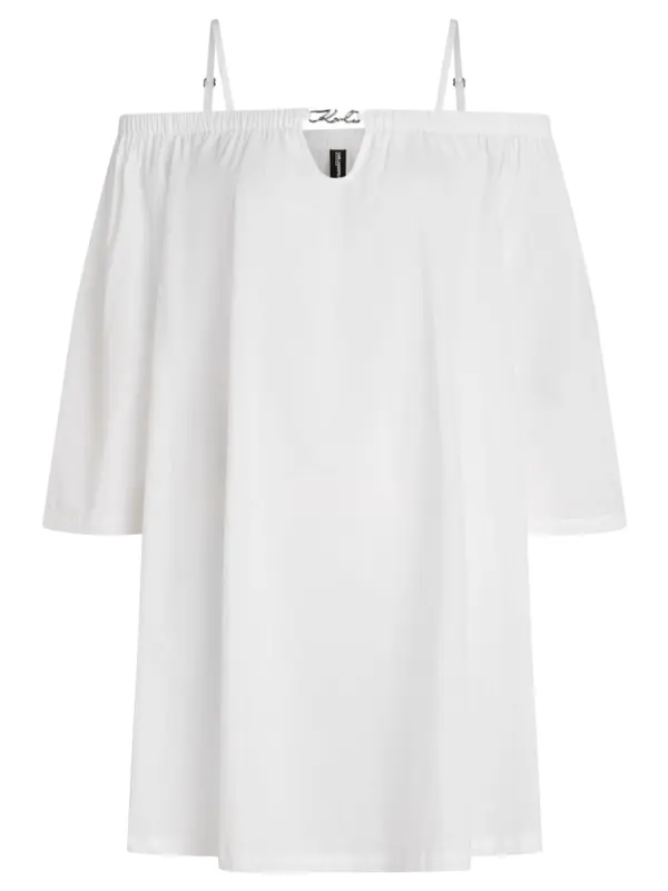 Karl Lagerfeld Signature Semi-sheer Beach Dress - White
