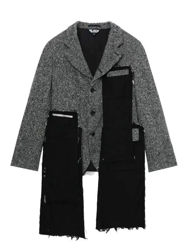 BLACK COMME DES GARÇONS Tweed Panelled Blazer - Black