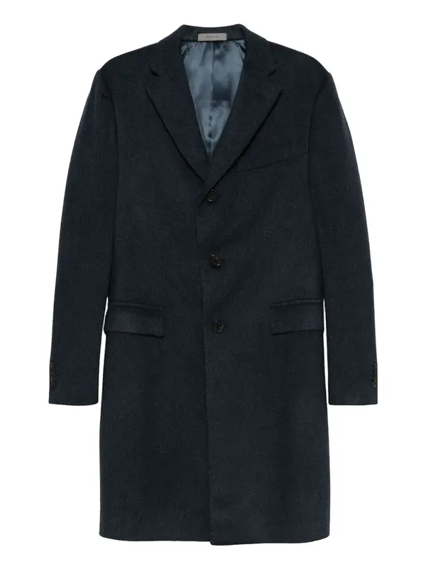 Corneliani Brushed-effect Mid-length Coat - Blue