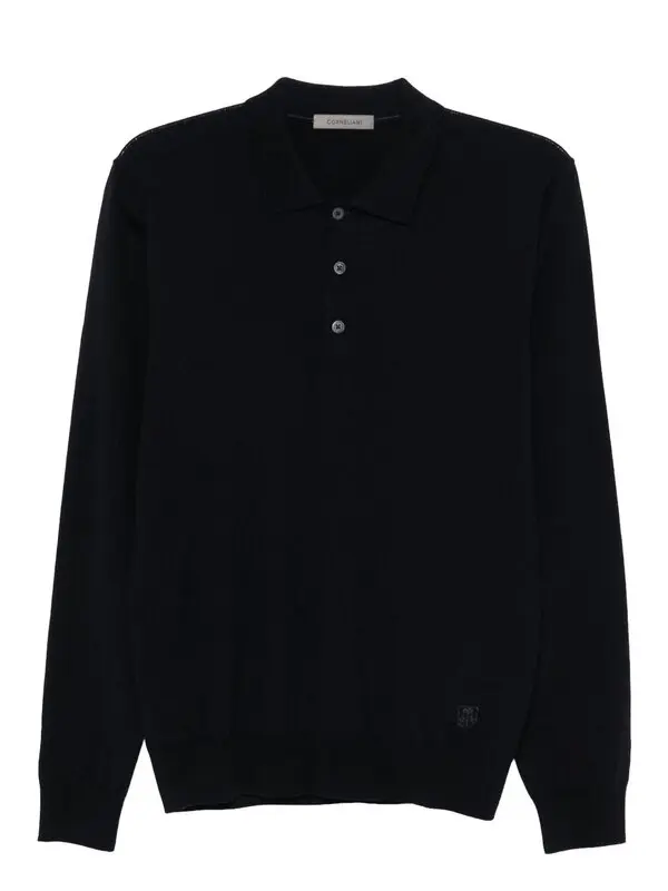 Corneliani Virgin Wool Polo Shirt - Blue