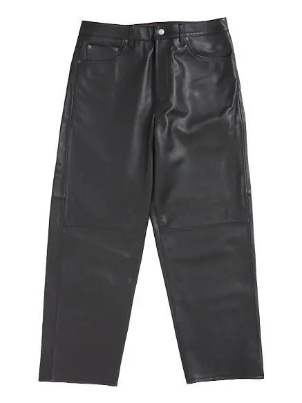 Supreme Leather 5-pocket Baggy Jeans - Black