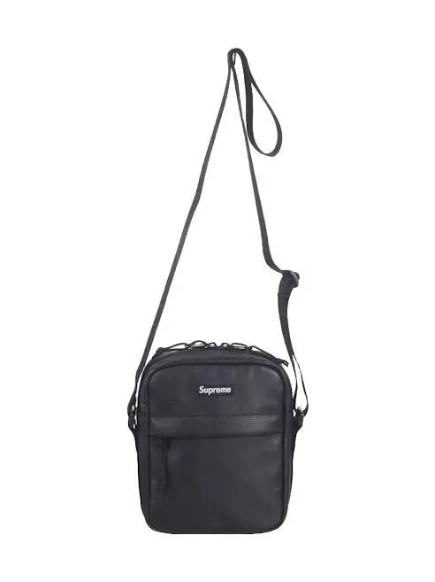 Supreme Leather Shoulder Bag - Black
