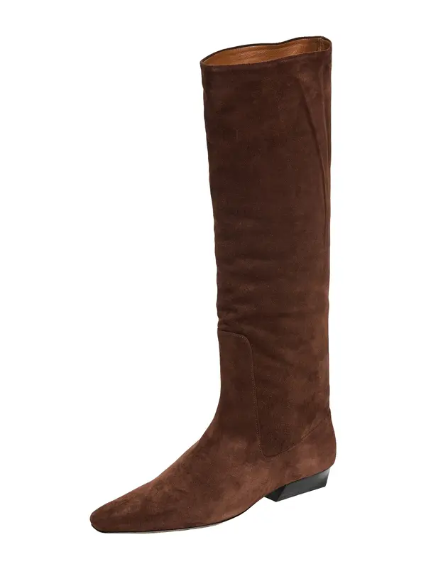 Staud Wally Flat Knee High Boots - Mahogany