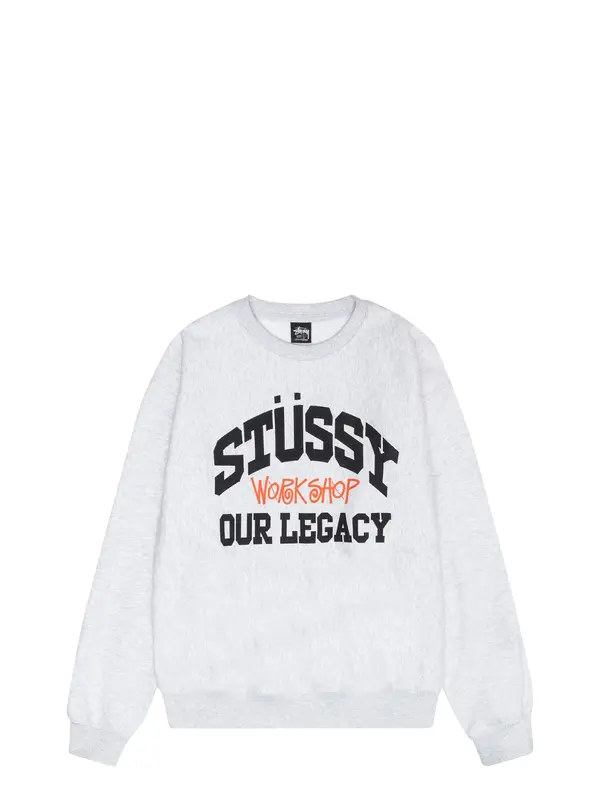 StÜssy X Our Legacy Work Shop Collegiate Crewneck - Grey