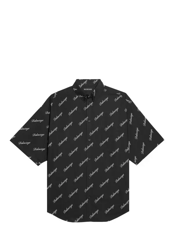 Balenciaga Logo Button-down Shirt - Black