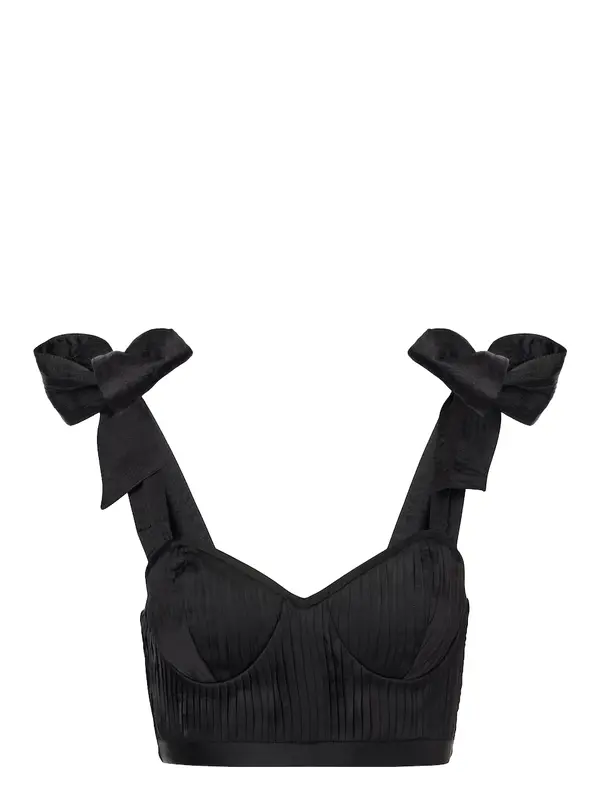 Poupette St Barth Carla Halterneck Crop Top - Black