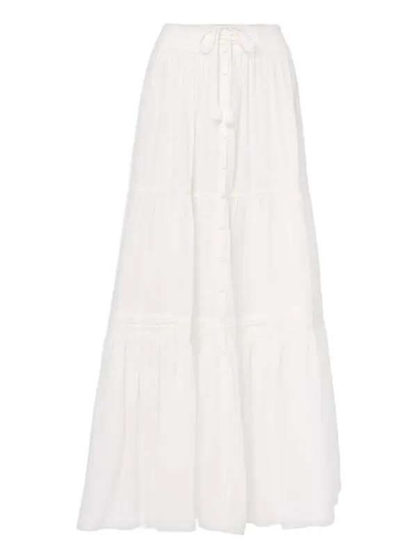 Poupette St Barth Tiered Maxi Skirt - White