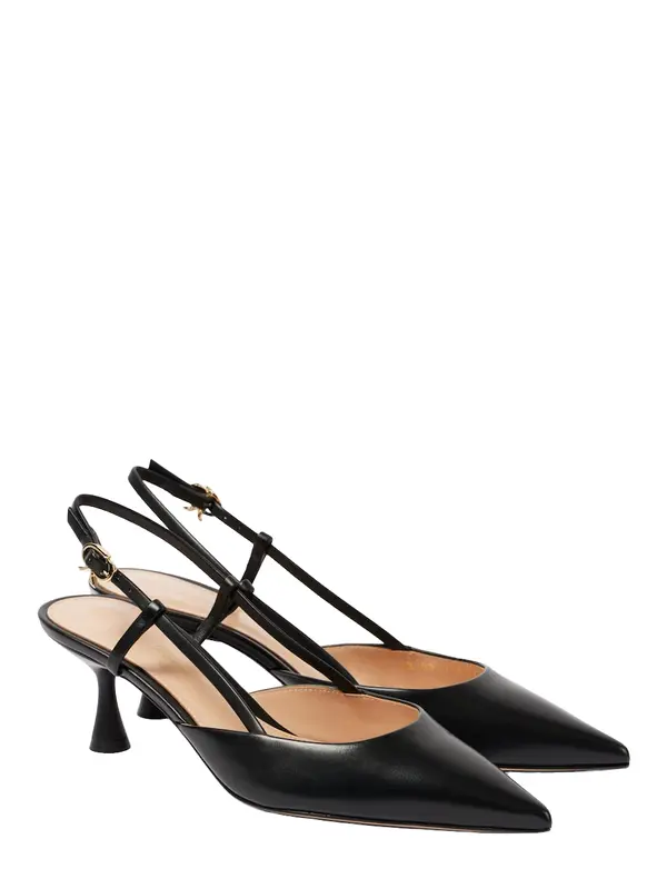 GIANVITO ROSSI Ascent 55 Leather Slingback Pumps - Black