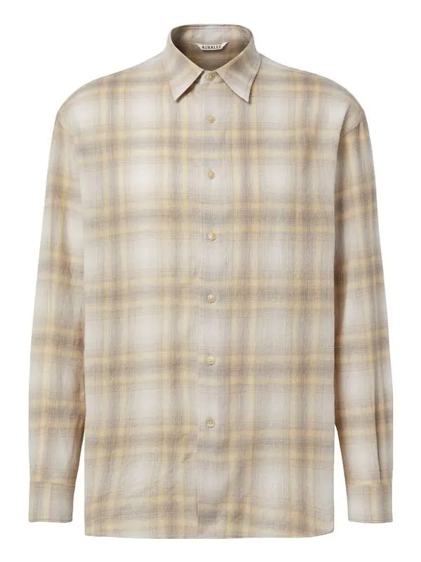 Auralee Plaid Wool Shirt - Yellow