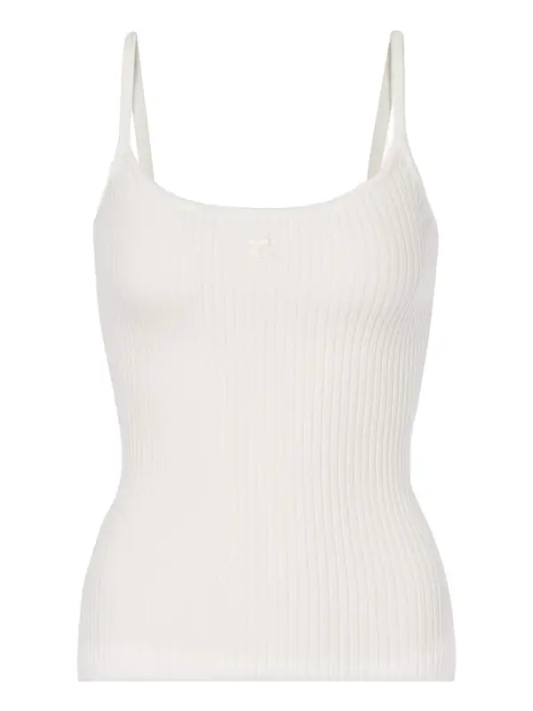 COURREGES Courrèges Reedition Ribbed-knit Top - White