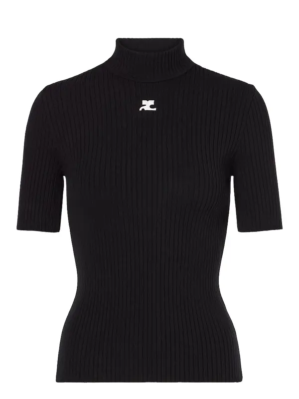 COURREGES Courrèges Reedition Ribbed-knit Top - Black