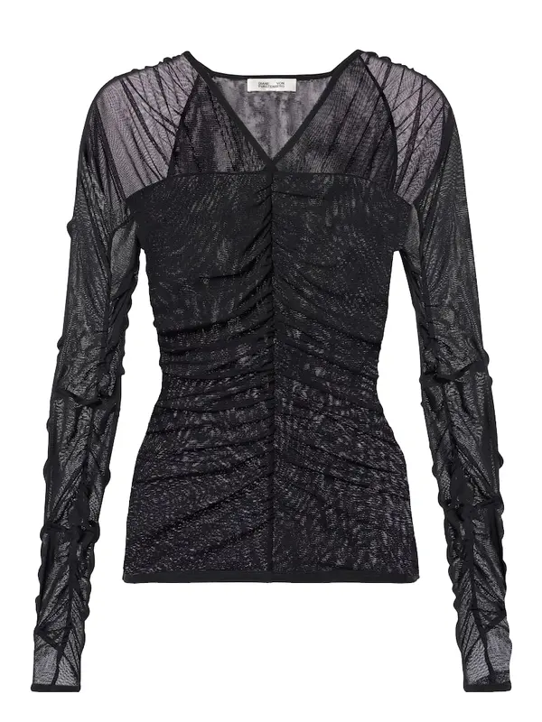 Diane Von Furstenberg Eli Mesh Top - Black