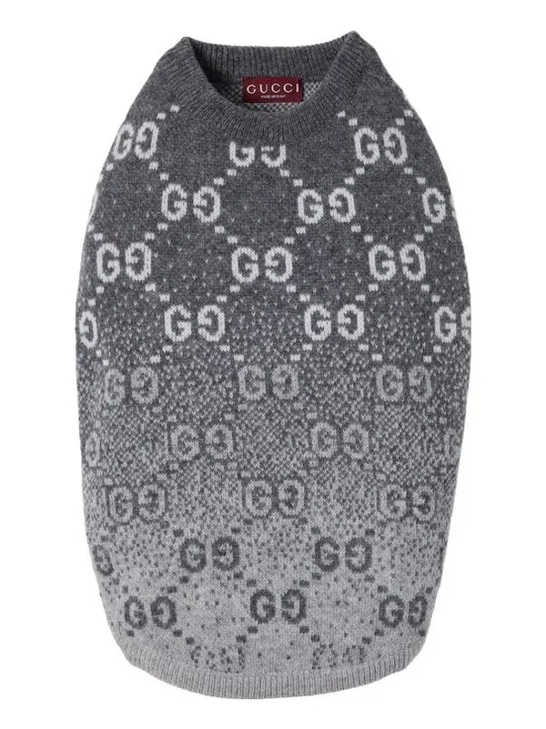 Gucci Wool Jacquard Dog Sweater - Grey