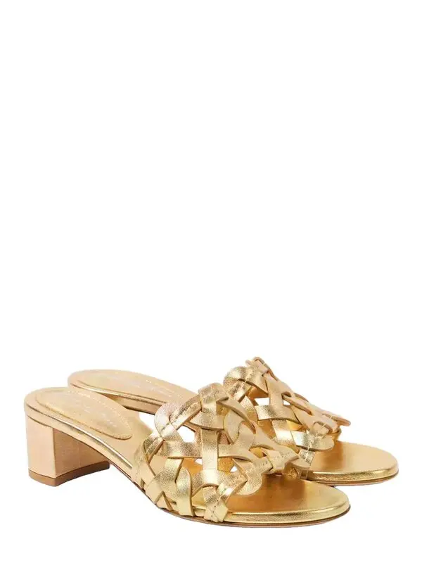 GIANVITO ROSSI Amalfi 45 Leather Mules - Gold