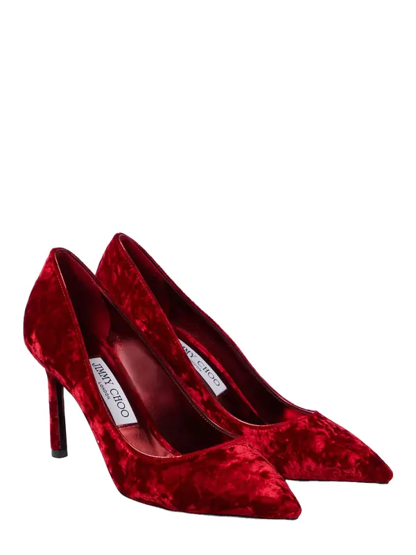 JIMMY CHOO Romy 85 Velvet Pumps - Red