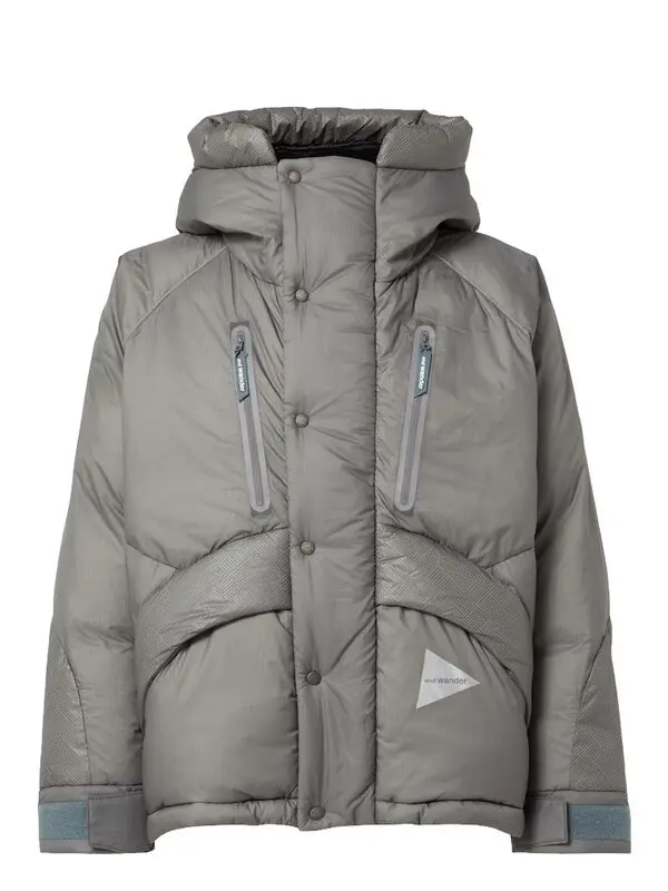 AND WANDER Logo Puffer Jacket - Grey
