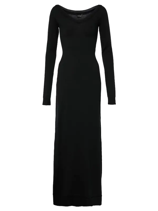 Balenciaga Wool-blend Maxi Dress - Black