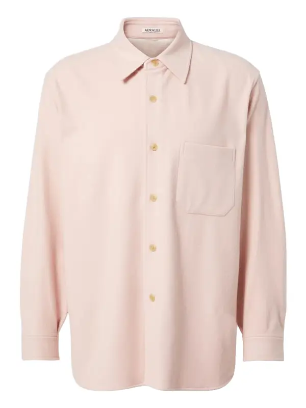 Auralee Wool Flannel Overshirt - Pink