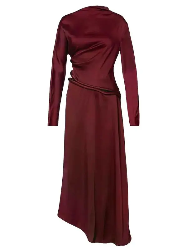 Victoria Beckham Cutout Draped Midi Dress - Burgundy