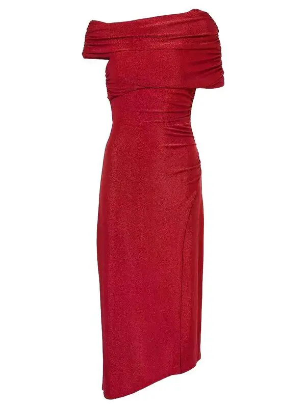 Diane Von Furstenberg Agustin Lamé Midi Dress - Red