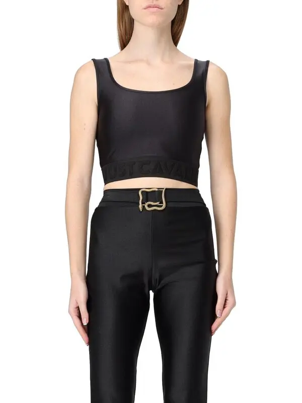 Just Cavalli Cropped Logo Top - Black