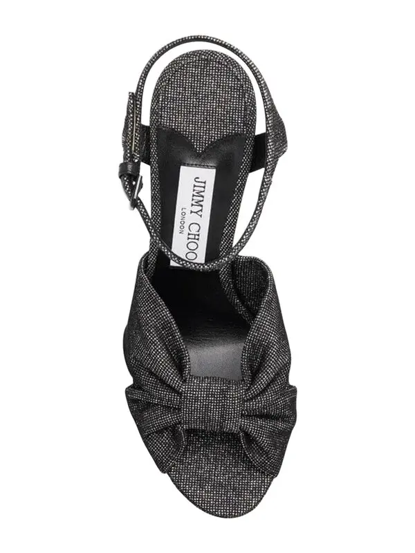 JIMMY CHOO 120mm Heloise Glitter Knot Platform Sandals - Black