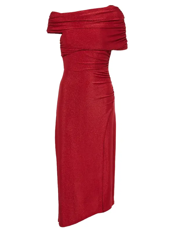 Diane Von Furstenberg Agustin Lamé Midi Dress - Red