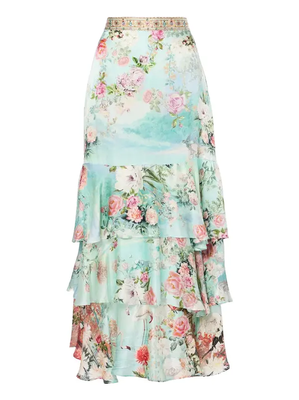Camilla Ruffled Tiered Maxi Skirt - Multicoloured