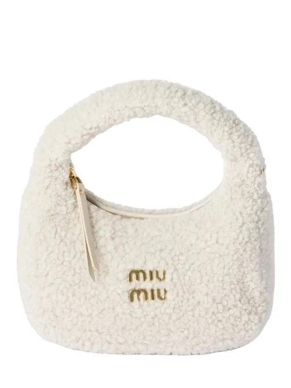 Miu Miu Wander Shearling Hobo Bag - Ivory