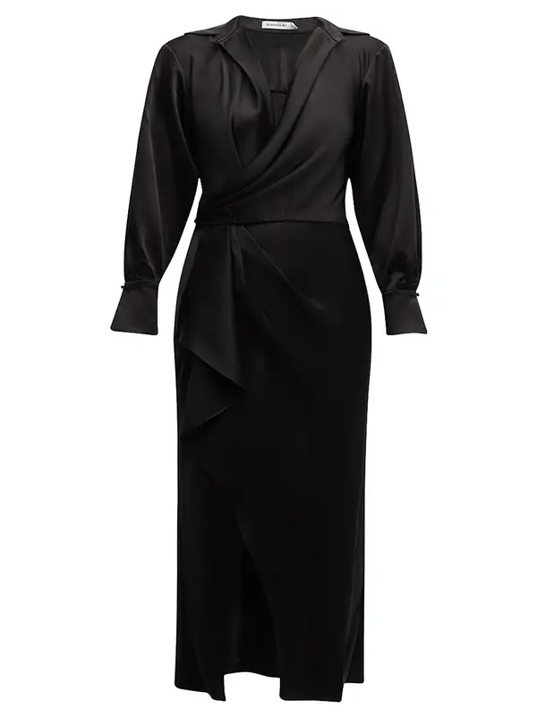 Simkhai Talita Drape-front Midi Dress - Black