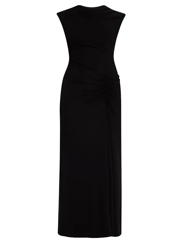 Simkhai Acacia Sleeveless Gathered Midi Dress - Black