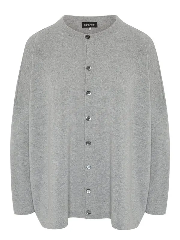 Eskandar Cashmere Slim-sleeve Cardigan - Silvergrey