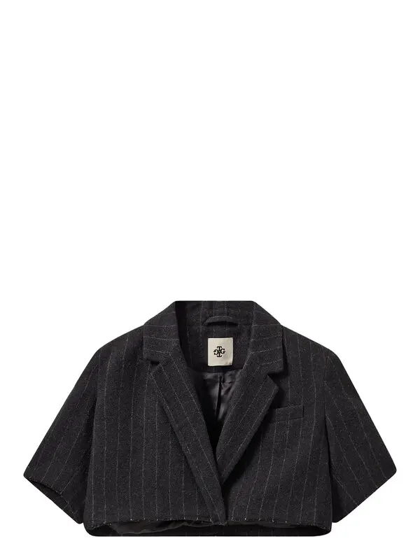 THE GARMENT Richard Crop Blazer - Black Pinstripe