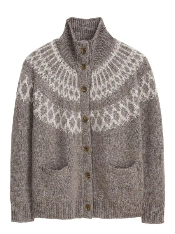 ALEX MILL Fair Isle Longline Cardigan - Taupe