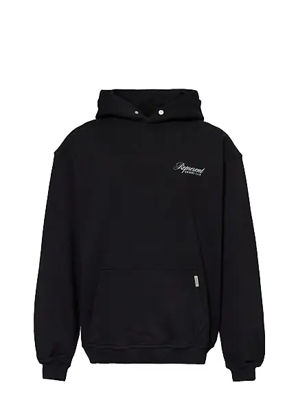 REPRESENT Owners Club Script Kangaroo-pocket Relaxed-fit Hoody - Black