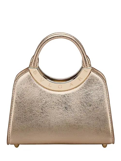 BVLGARI Roma Mini Metallic-leather Top-handle Bag - Light Gold