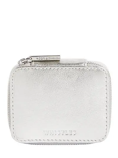 Whistles Metallic-leather Jewellery Box - Silver