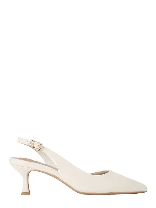 Kurt Geiger Aria Low 2 Leather Slingback Courts - Bone