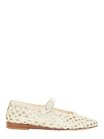 Le Monde Beryl Woven Metallic Leather Mary Jane Flats - Gold