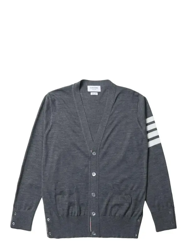 Thom Browne Classic 4-bar V-neck Cardigan - Grey