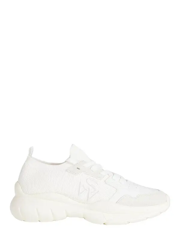 STUART WEITZMAN Leather, Suede And Stretch-knit Sneakers - White