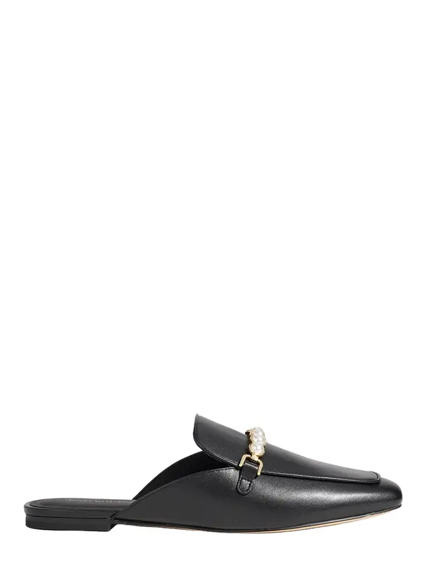 STUART WEITZMAN Leather Mules With Faux-pearl Embellishment - Black