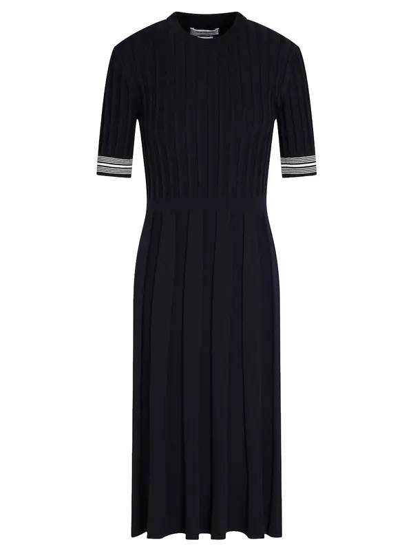 Thom Browne Pleated Cable-knit Dress - Midnight Blue