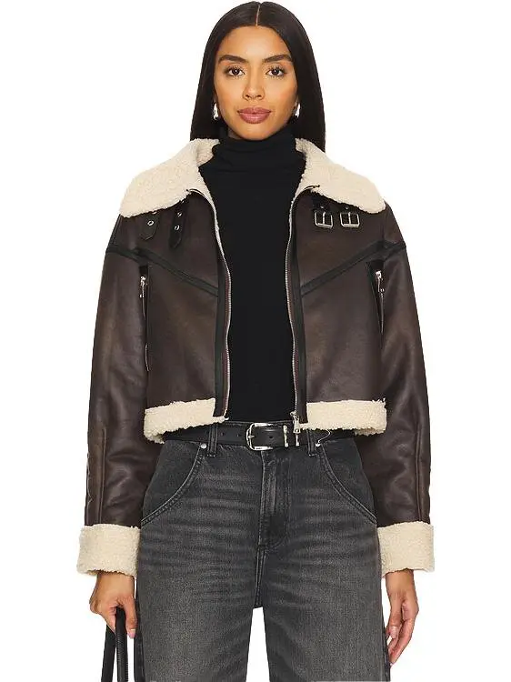 Superdown Amelia Faux Leather Jacket - Brown