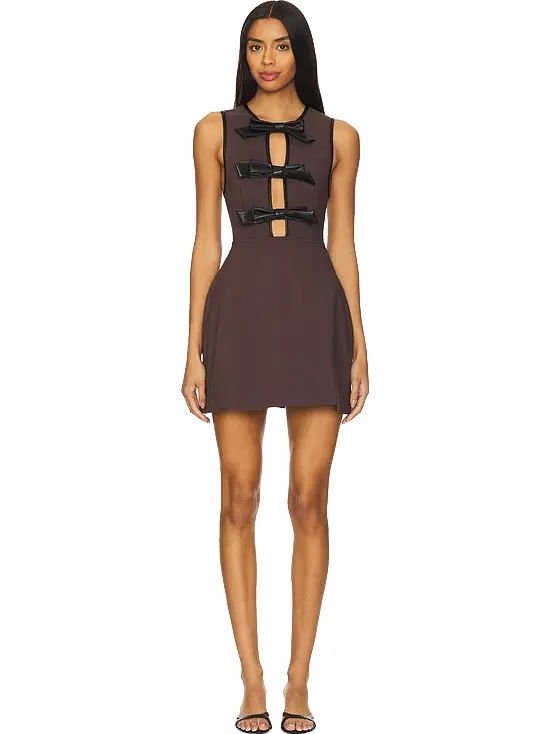 WeWoreWhat Piped Peplum Mini Dress - Brown & Black